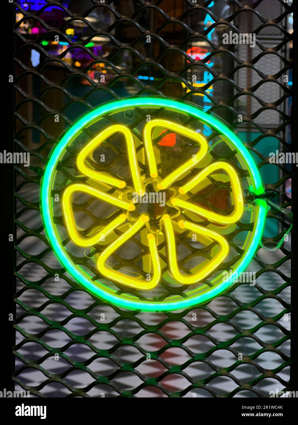 Illuminated Lemon. Bright colored collection of symbols or sign boards ...