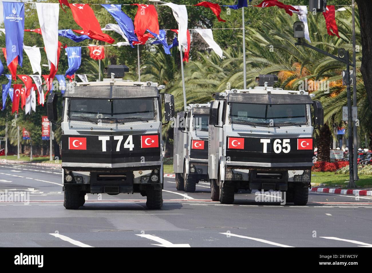 ISTANBUL, TURKIYE - AUGUST 30, 2022: Police vehicle parade during 100th ...