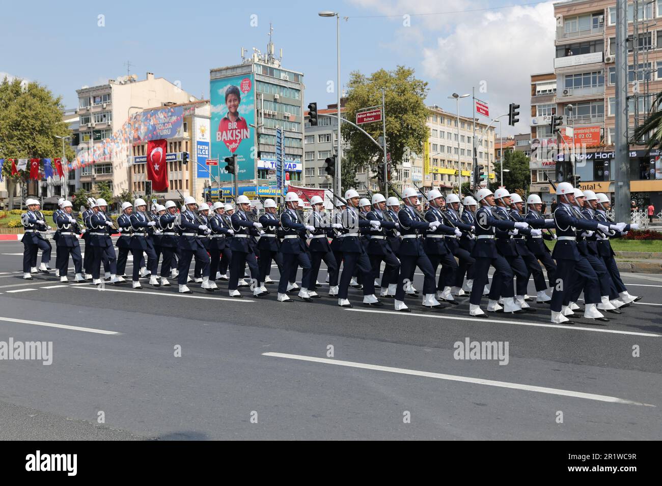 ISTANBUL, TURKIYE - AUGUST 30, 2022: Soldiers march during 100th ...