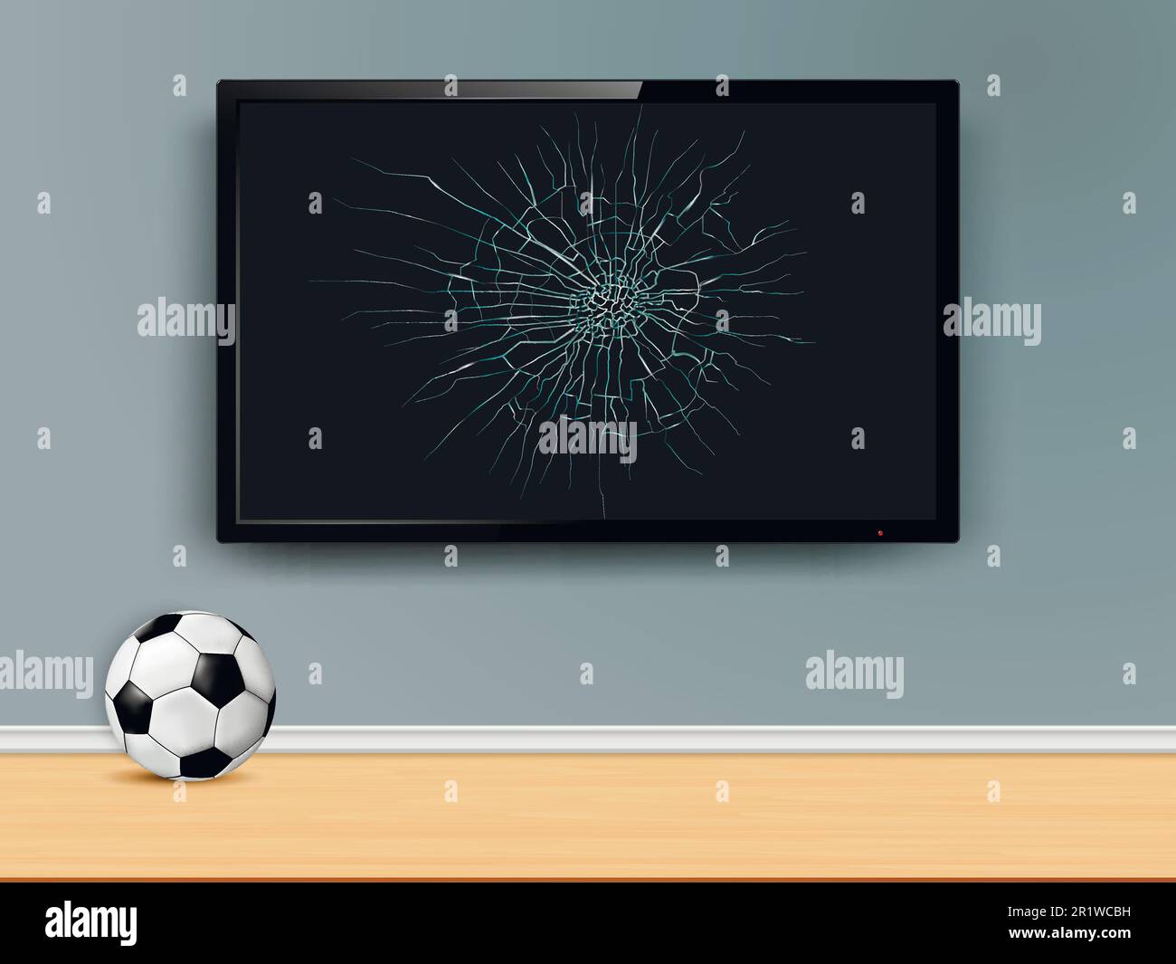 Smart tv broken screen on wall and soccer ball Stock Vector Image & Art ...