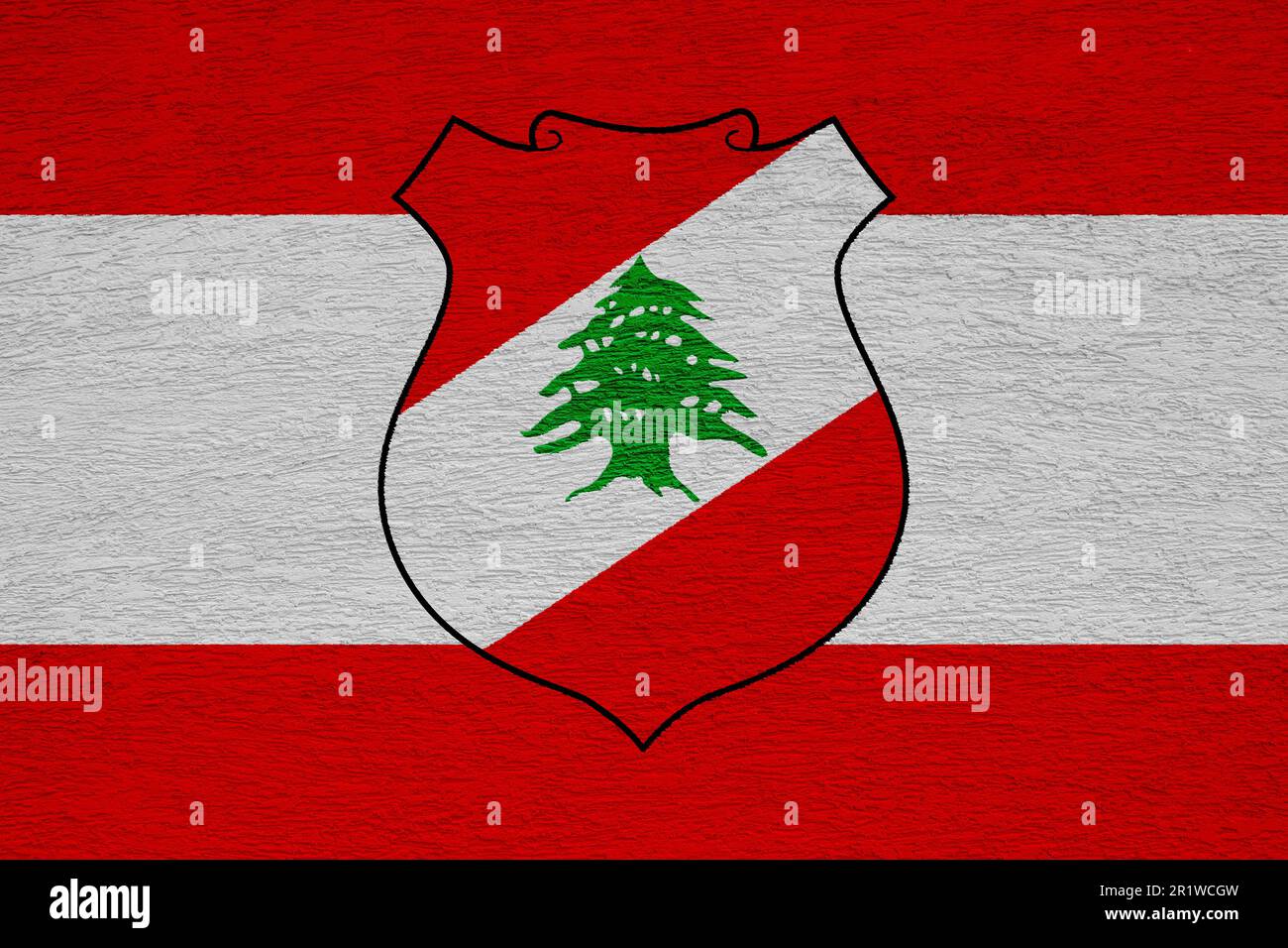 Flag of the Republic of Republic of Lebanon on a textured background ...