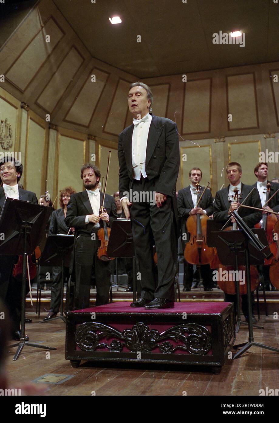 Claudio Abbado, Italian orchestra conductor, after a performance with ...