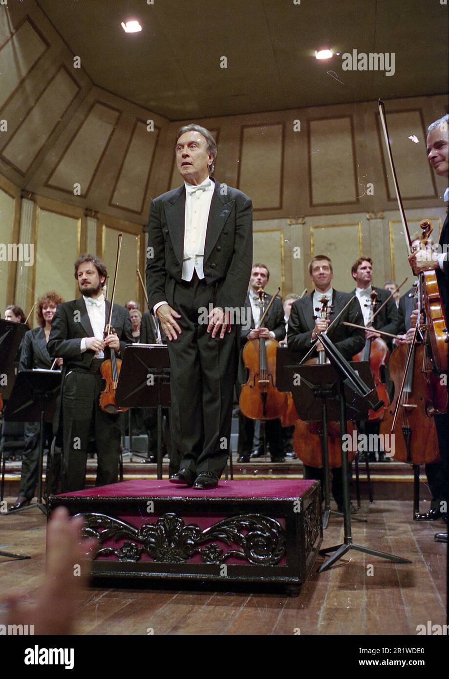 Claudio Abbado, Italian orchestra conductor, after a performance with ...