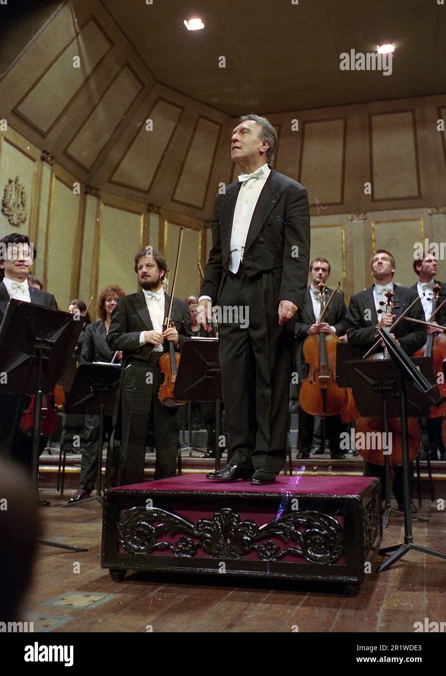 Claudio Abbado, Italian orchestra conductor, after a performance with the Berlin Philharmonic ...