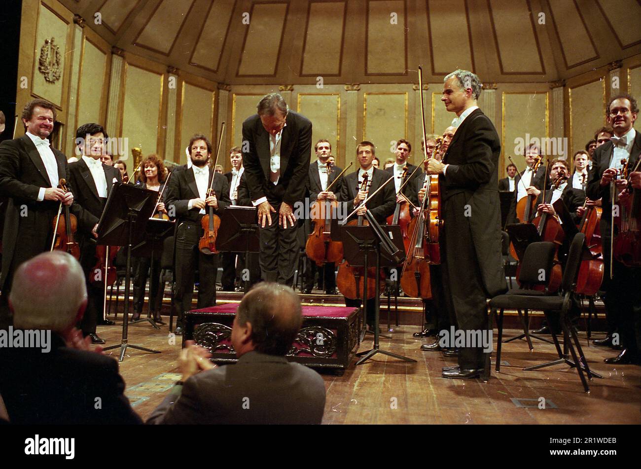 Claudio Abbado, Italian orchestra conductor, after a performance with ...