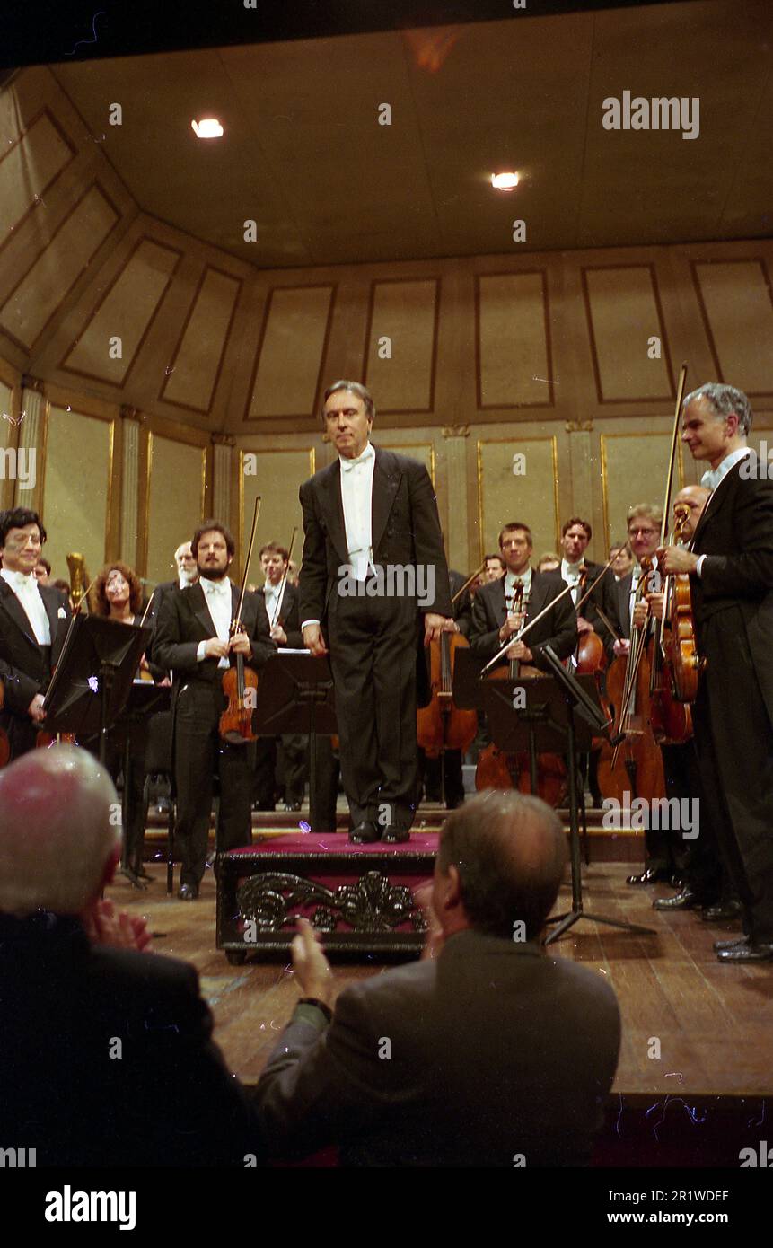 Claudio Abbado, Italian orchestra conductor, after a performance with ...