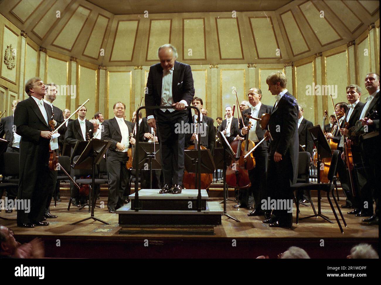 Lorin Maazel, French-American orchestra conductor, after a performance ...