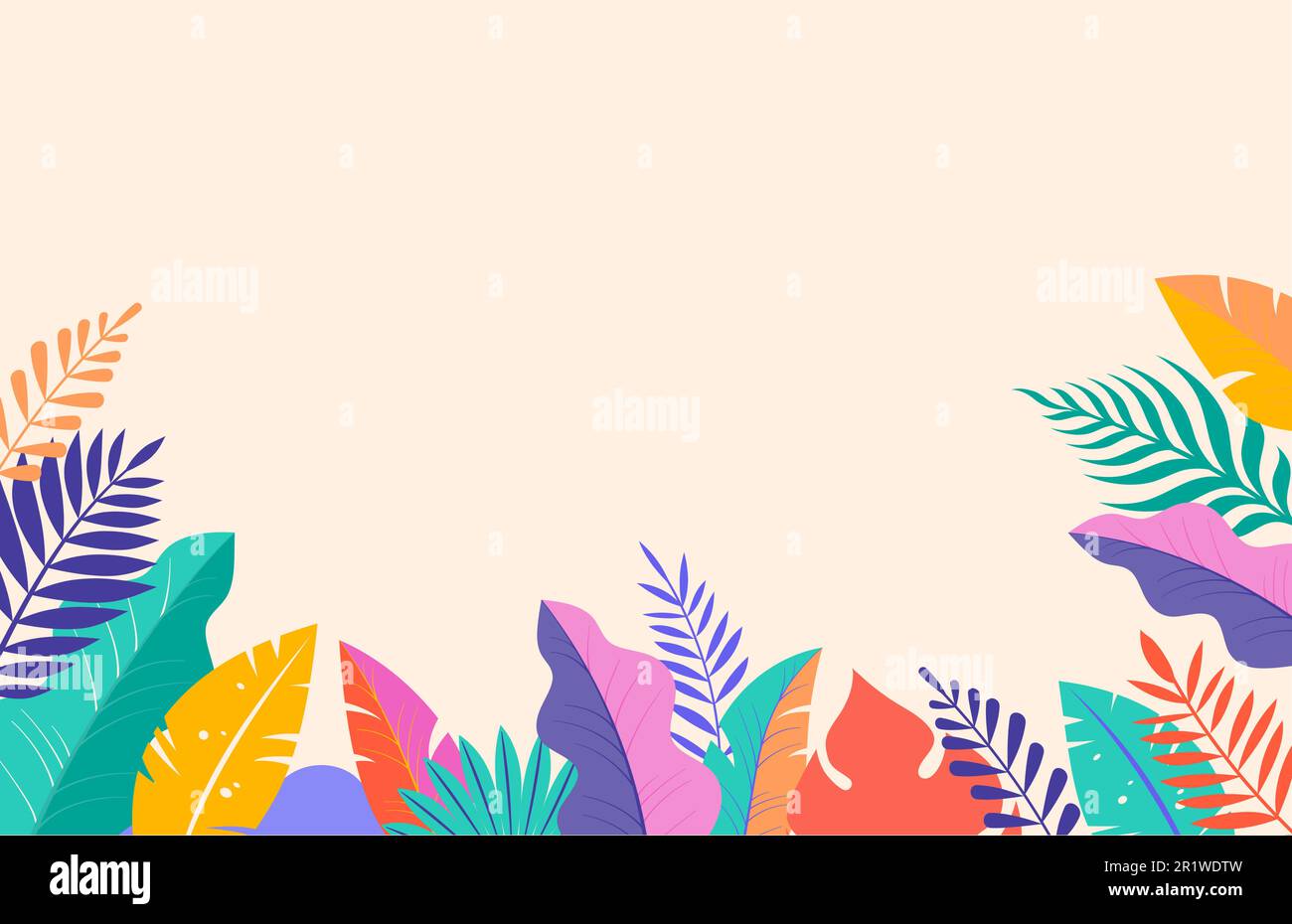 Summer background, abstract design with tropical leaves, colorful ...