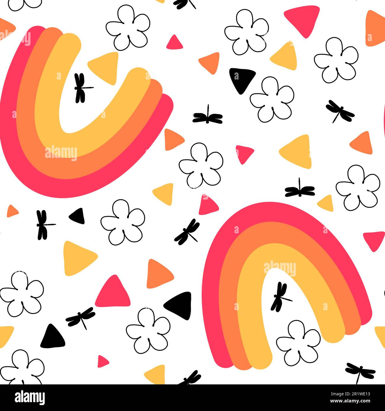 Cartoon rainbow seamless pattern for wallpaper and fabrics and textiles ...