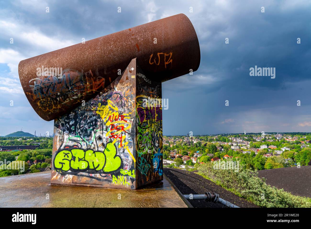 Rungenberg slag heap in the Buer district, light installation night ...
