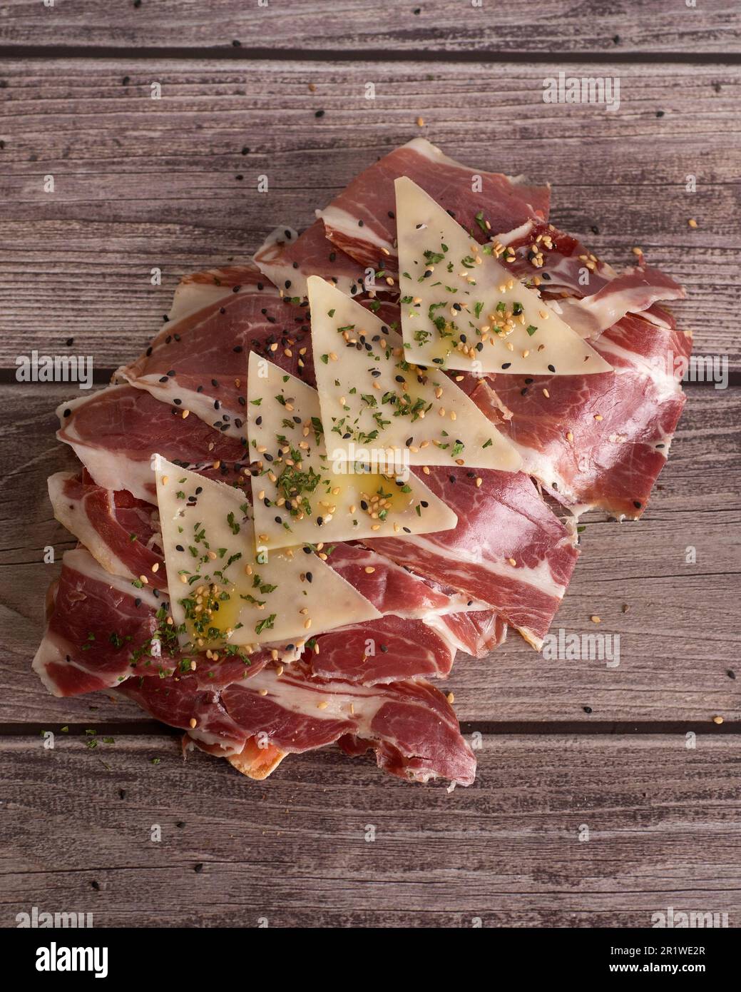 tomato toast, serrano ham and cheese Stock Photo - Alamy