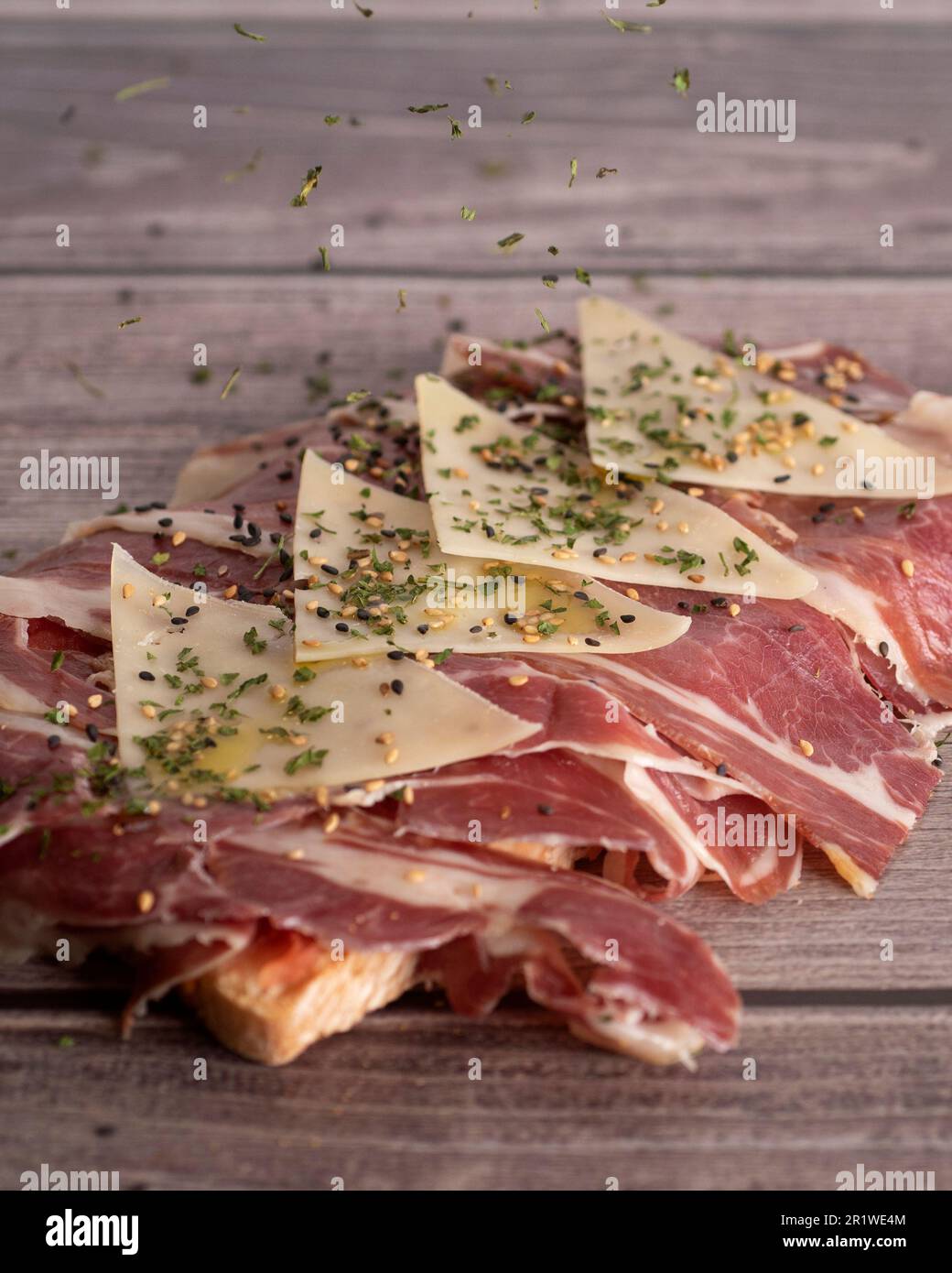 tomato toast, serrano ham and cheese Stock Photo - Alamy