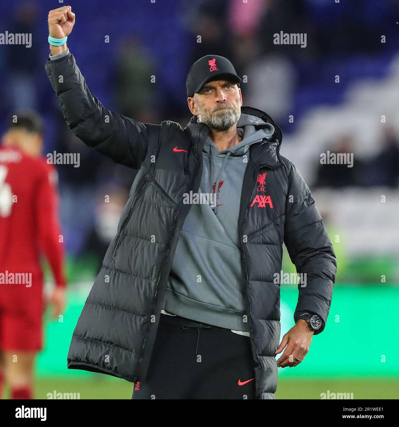 Liverpool Manager Jurgen Klopp fist pumps to the away fans after the ...