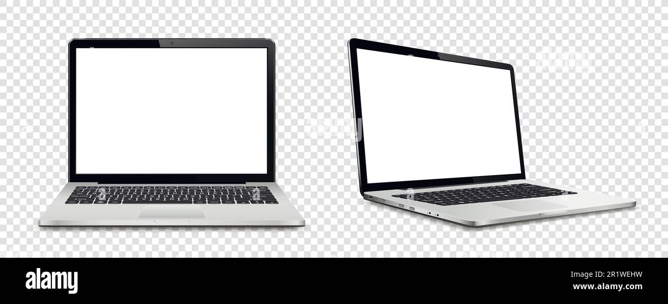 Laptop computer with white screen on transparent background Stock ...