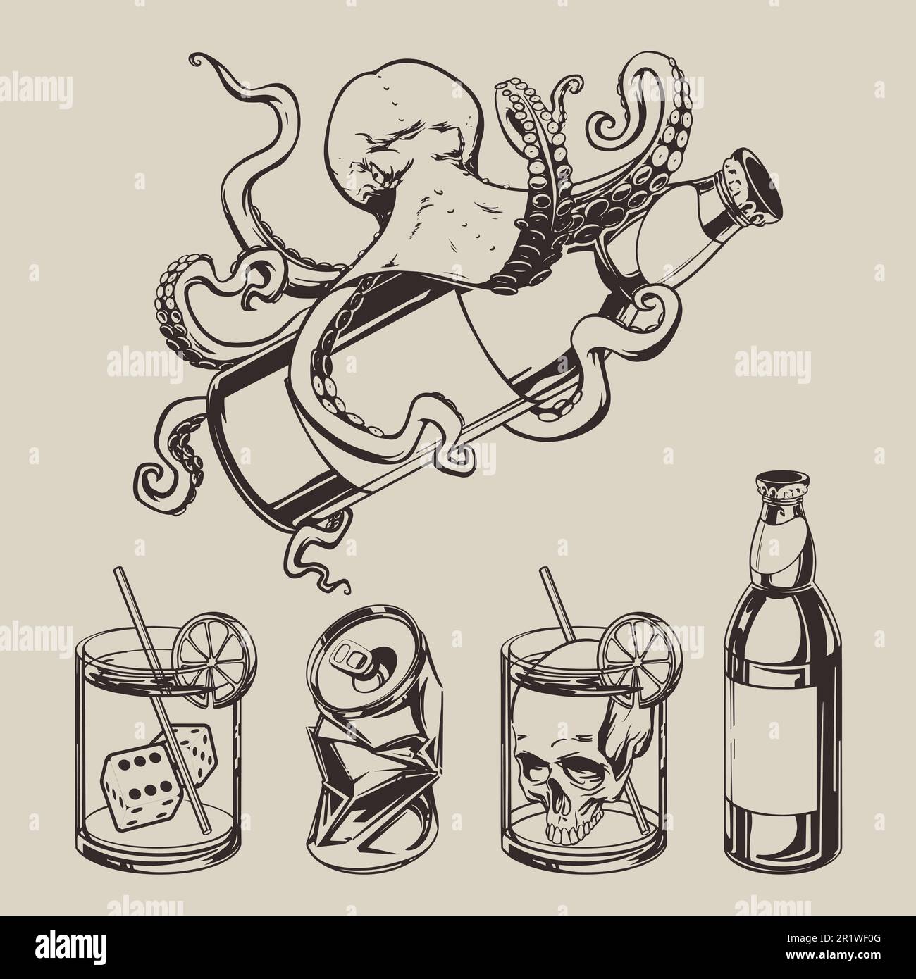 The concept of a set of drinks menu in hand draw style for printing and ...