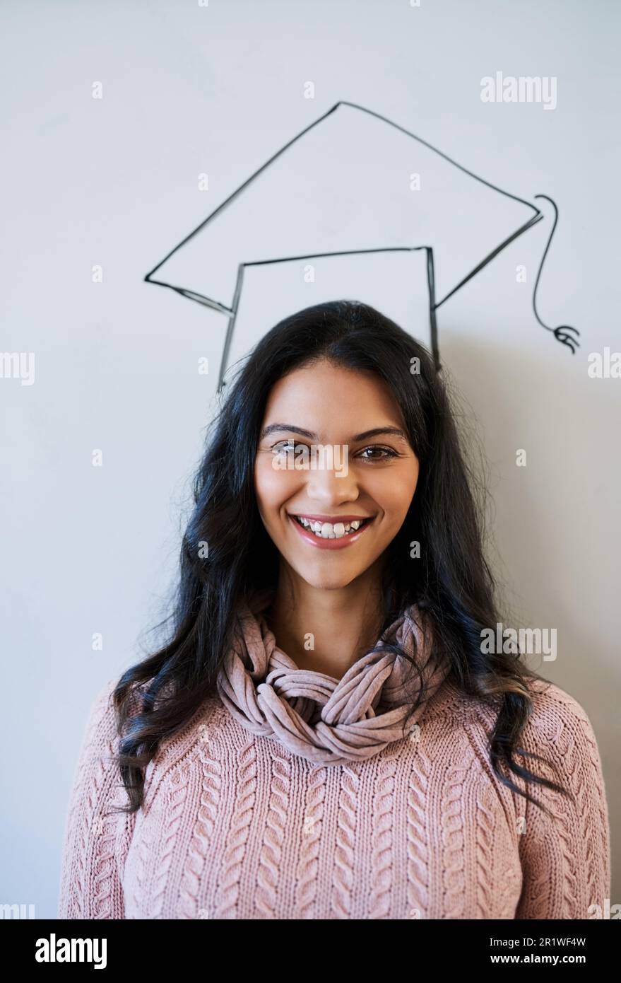 Im almost there. Cropped portrait of a young university student ...