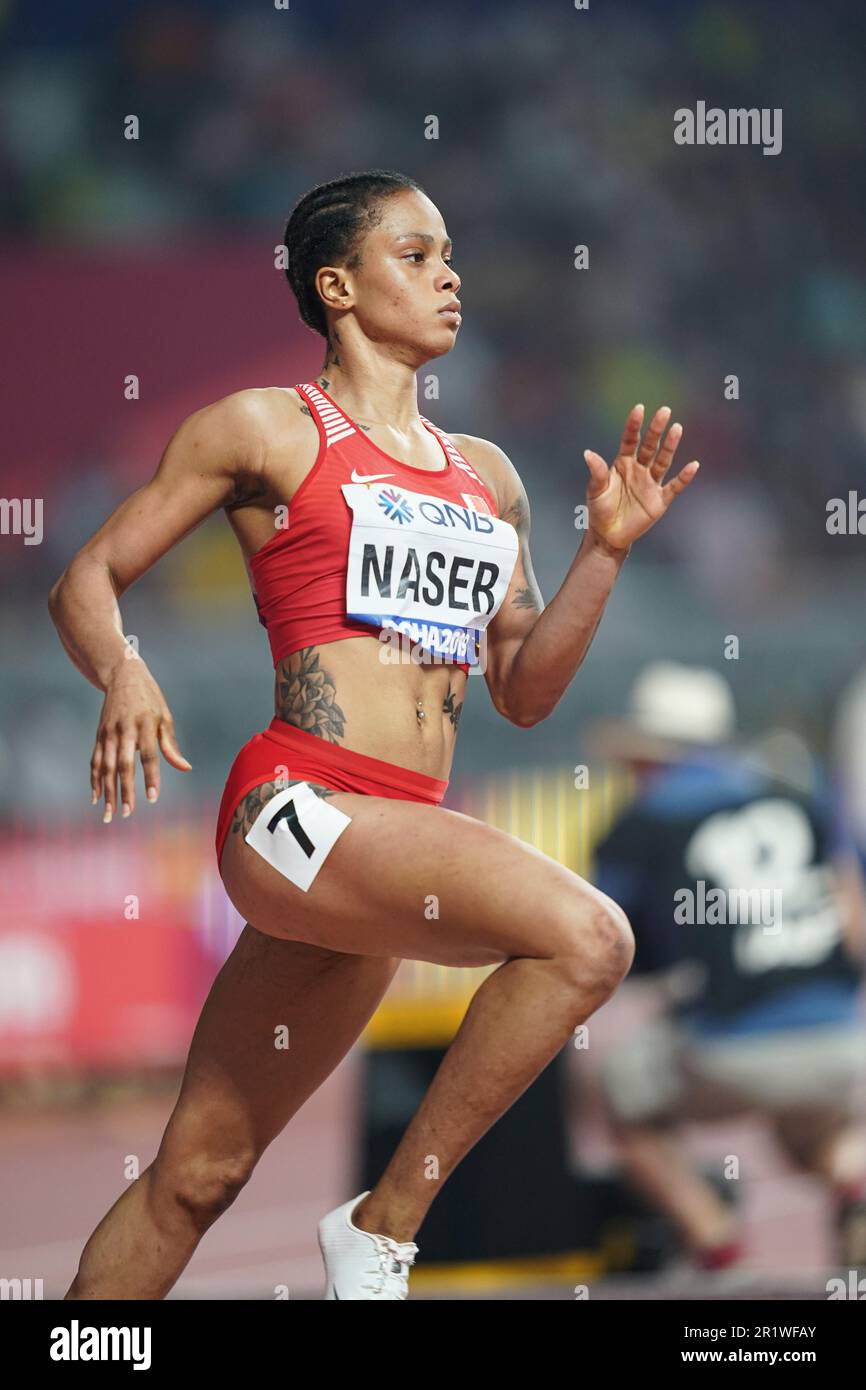 Salwa Eid Naser running the 400m at the 2019 World Athletics ...