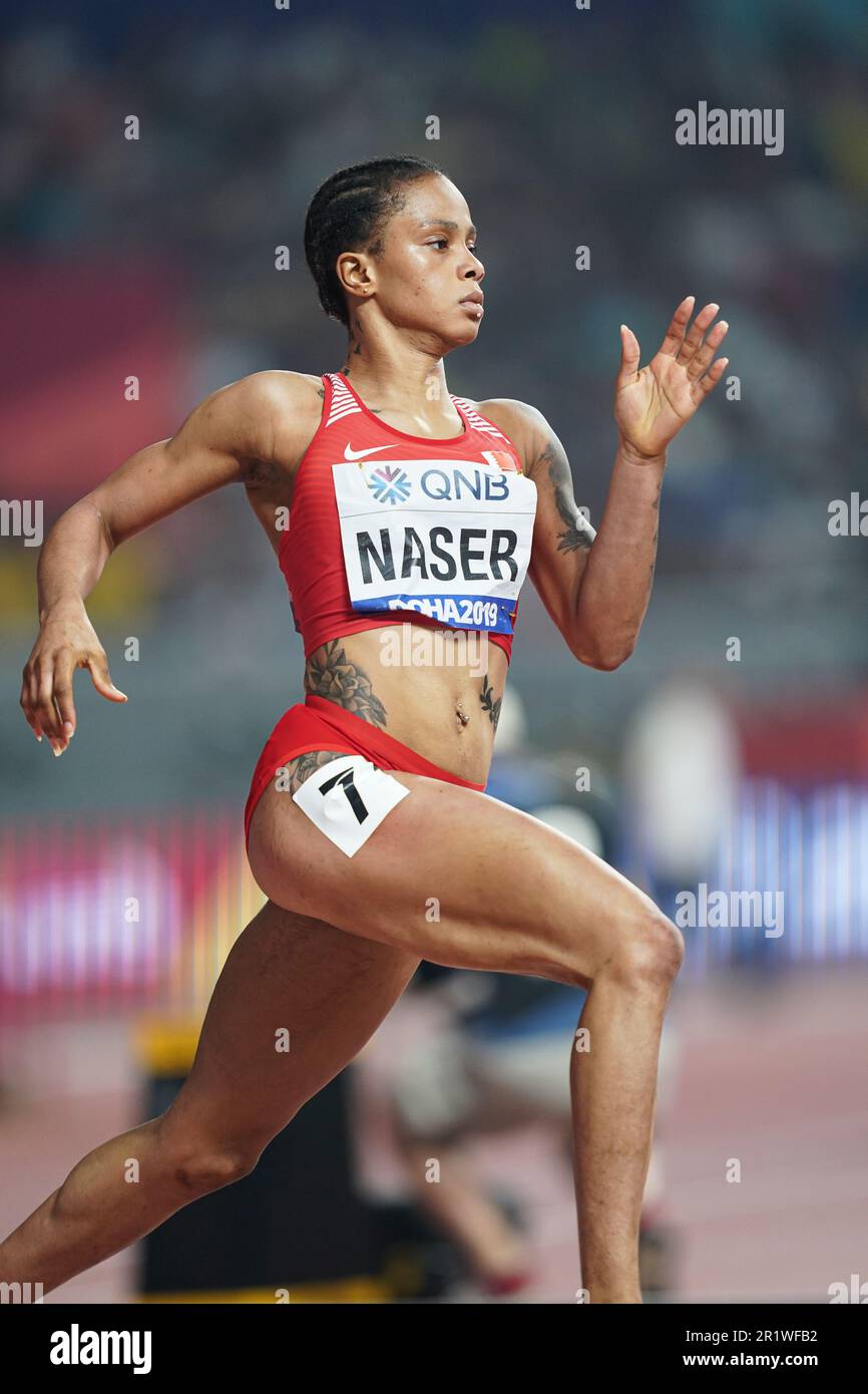 Salwa Eid Naser running the 400m at the 2019 World Athletics ...