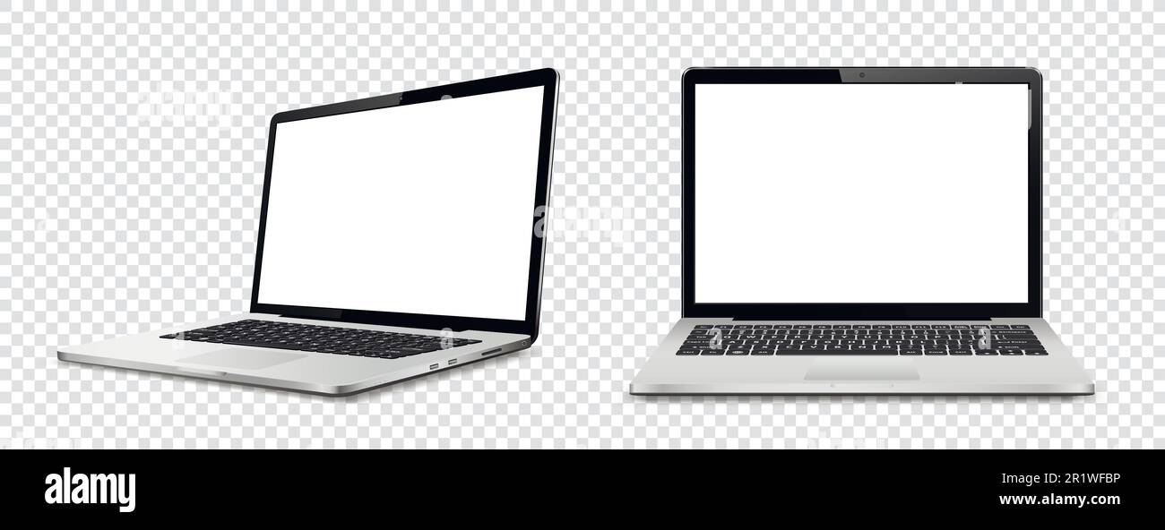 Laptop computer with white screen on transparent background Stock ...