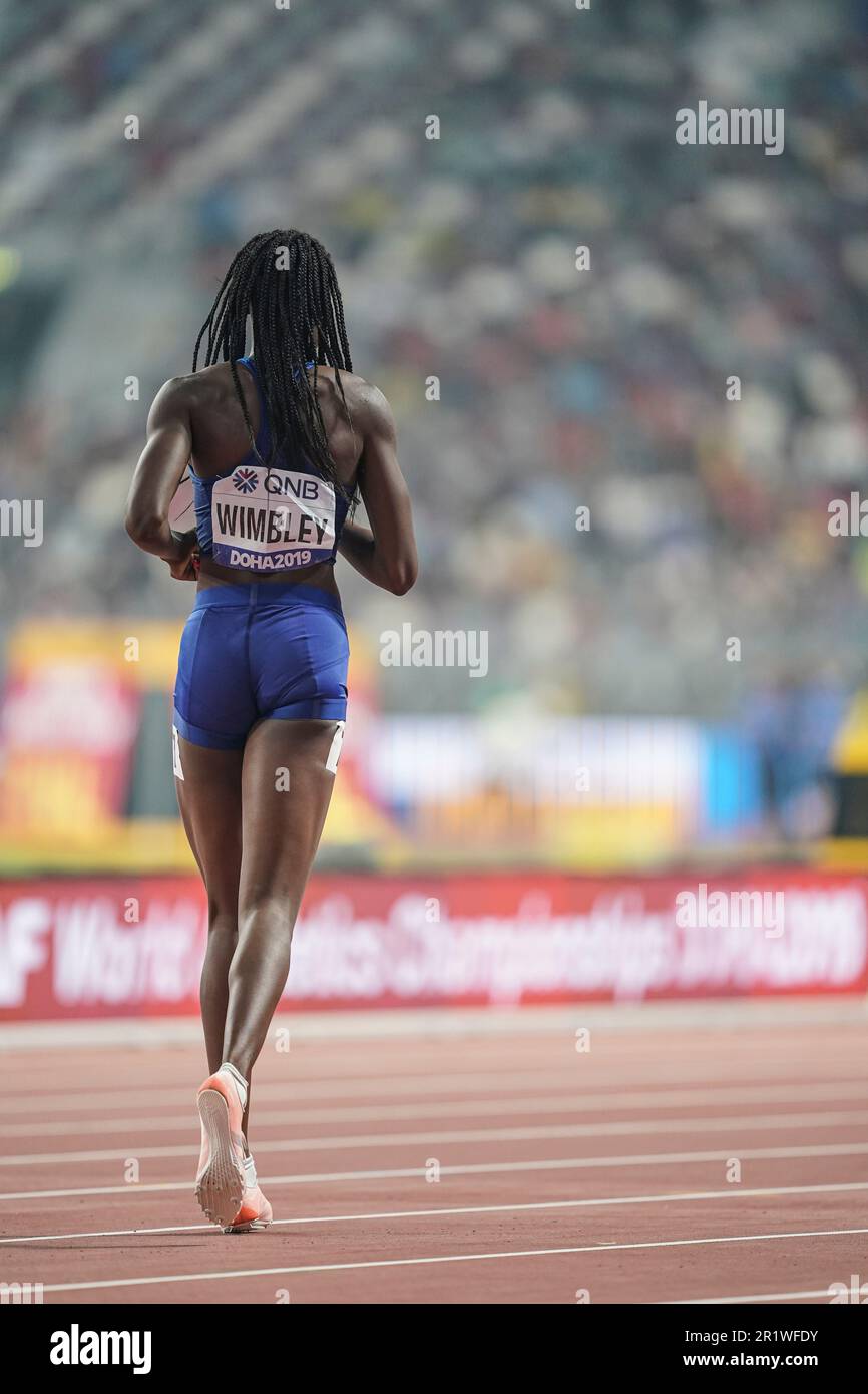 Shakima Wimbley running the 400m at the 2019 World Athletics ...