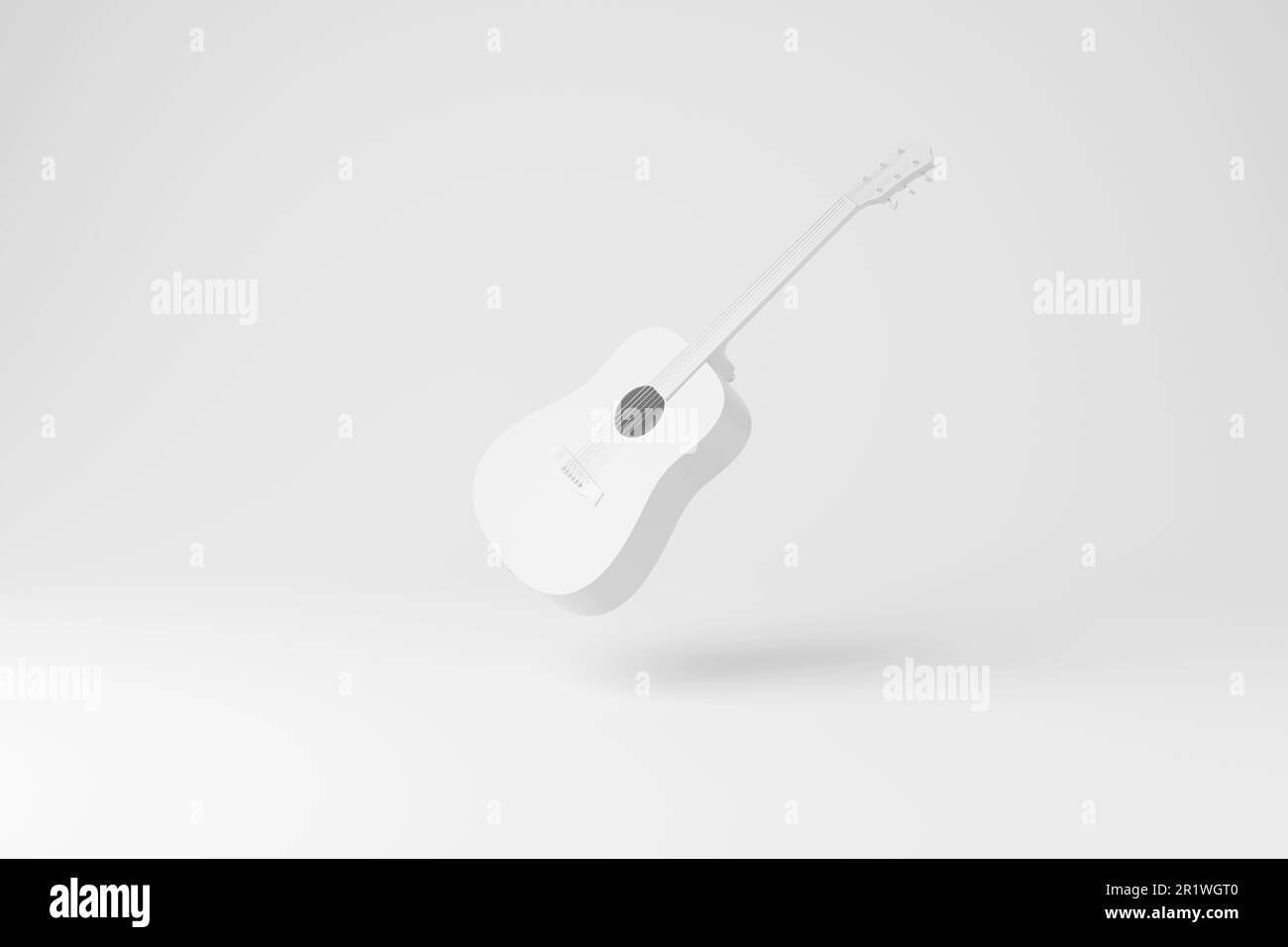 Classic acoustic guitar on white background with shadow. Illustration ...