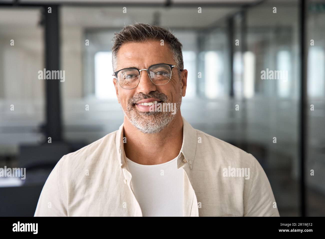 Headshot portrait of confident handsome mature middle age businessman ...