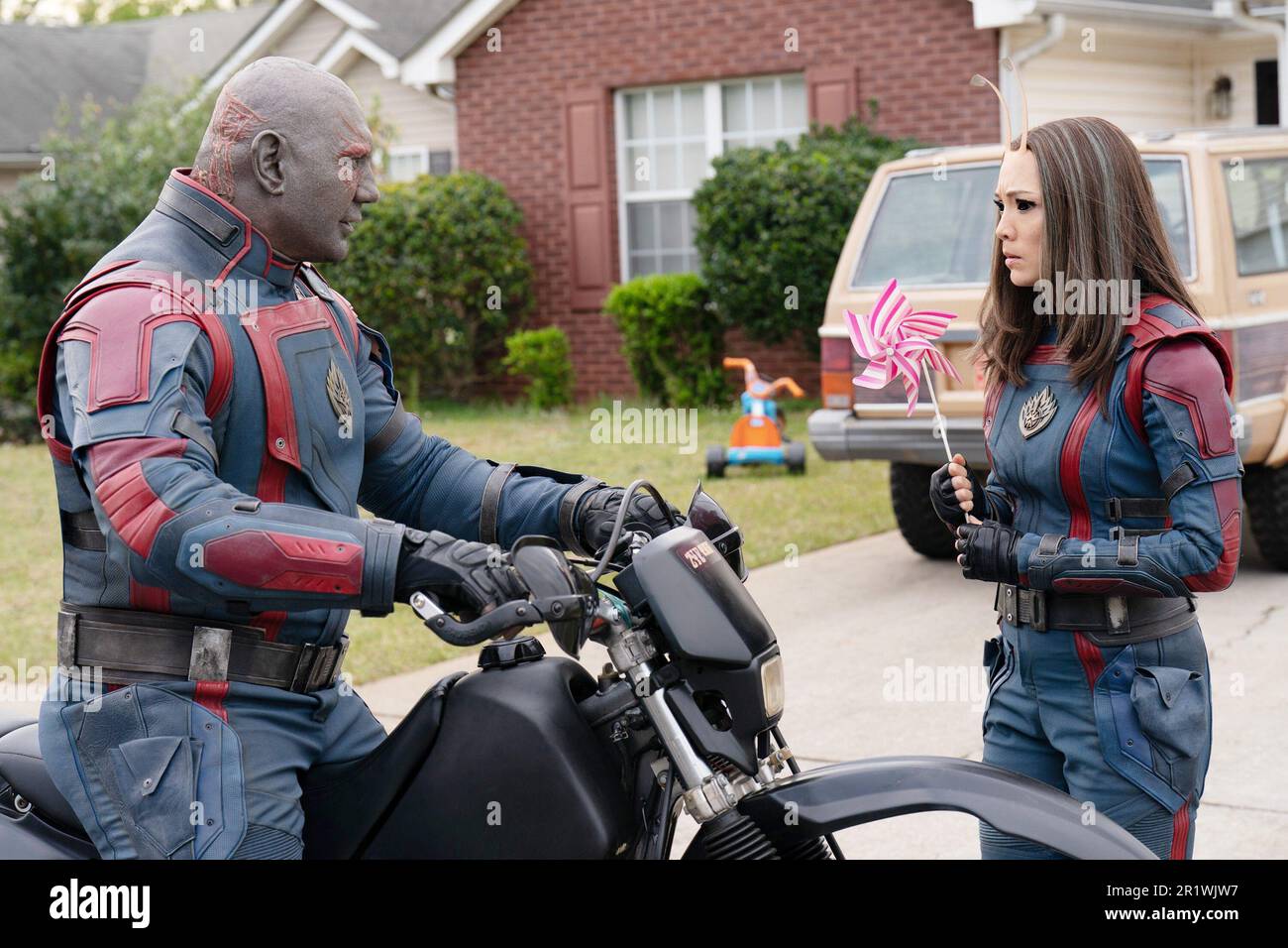 GUARDIANS OF THE GALAXY VOL. 3, from left: Dave Bautista as Drax, Pom ...