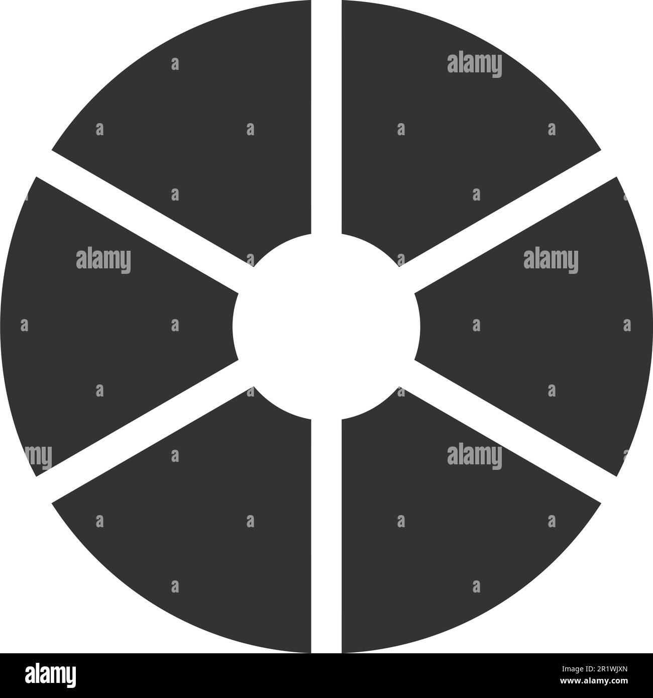 Donut, pie or pizza chart example. Circle divided on 6 equal slices ... Donut, pie or pizza chart example. Circle divided on 6 equal slices ...