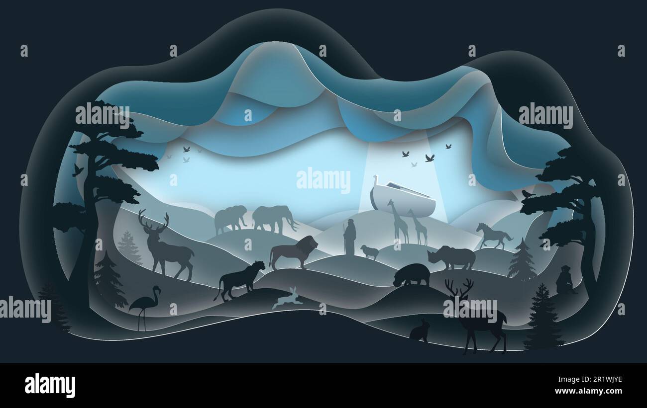Noah's Ark. The Gathering. Paper art. Abstract, illustration ...