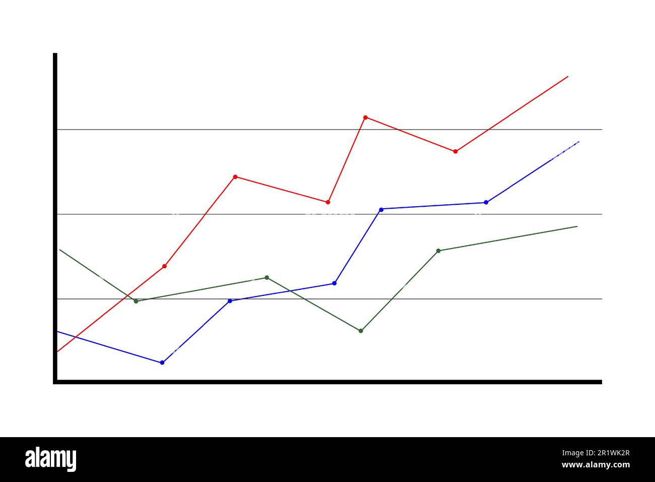 Statistic, economic, financial or business graph with axes and lines ...