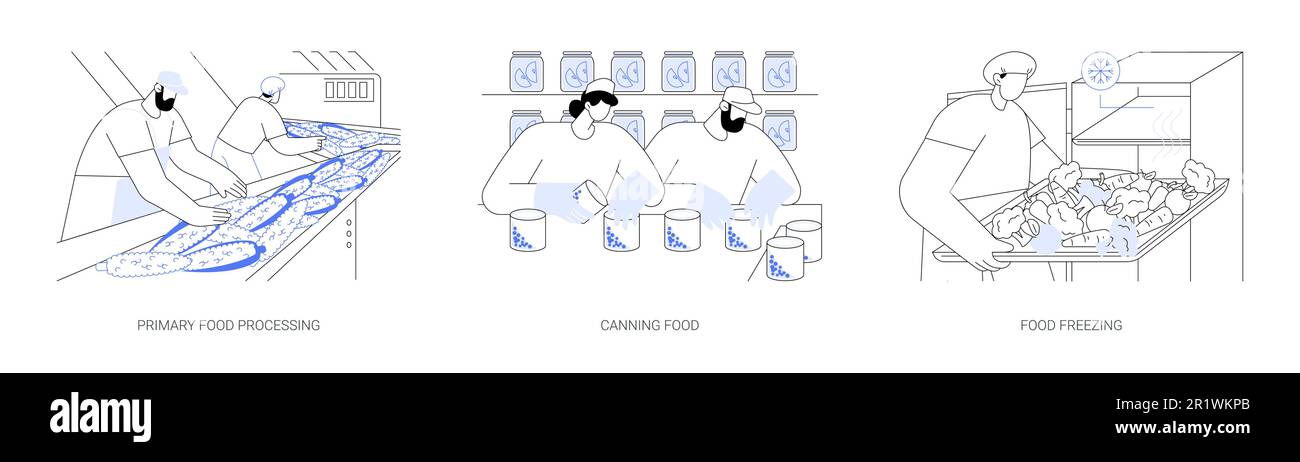 Food processing abstract concept vector illustrations Stock Vector ...