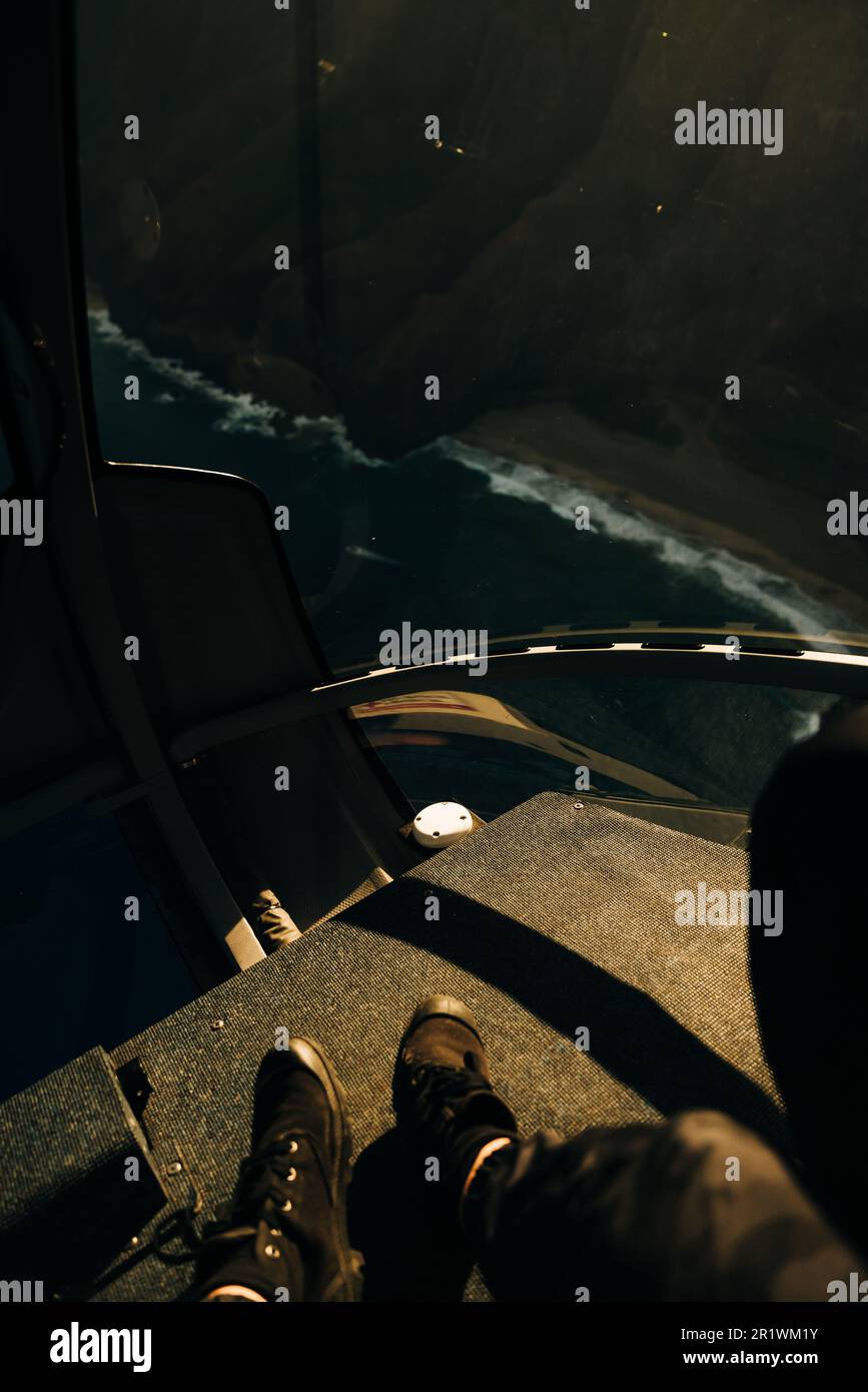 Helicopter cockpit with view to the beach hi-res stock photography and ...