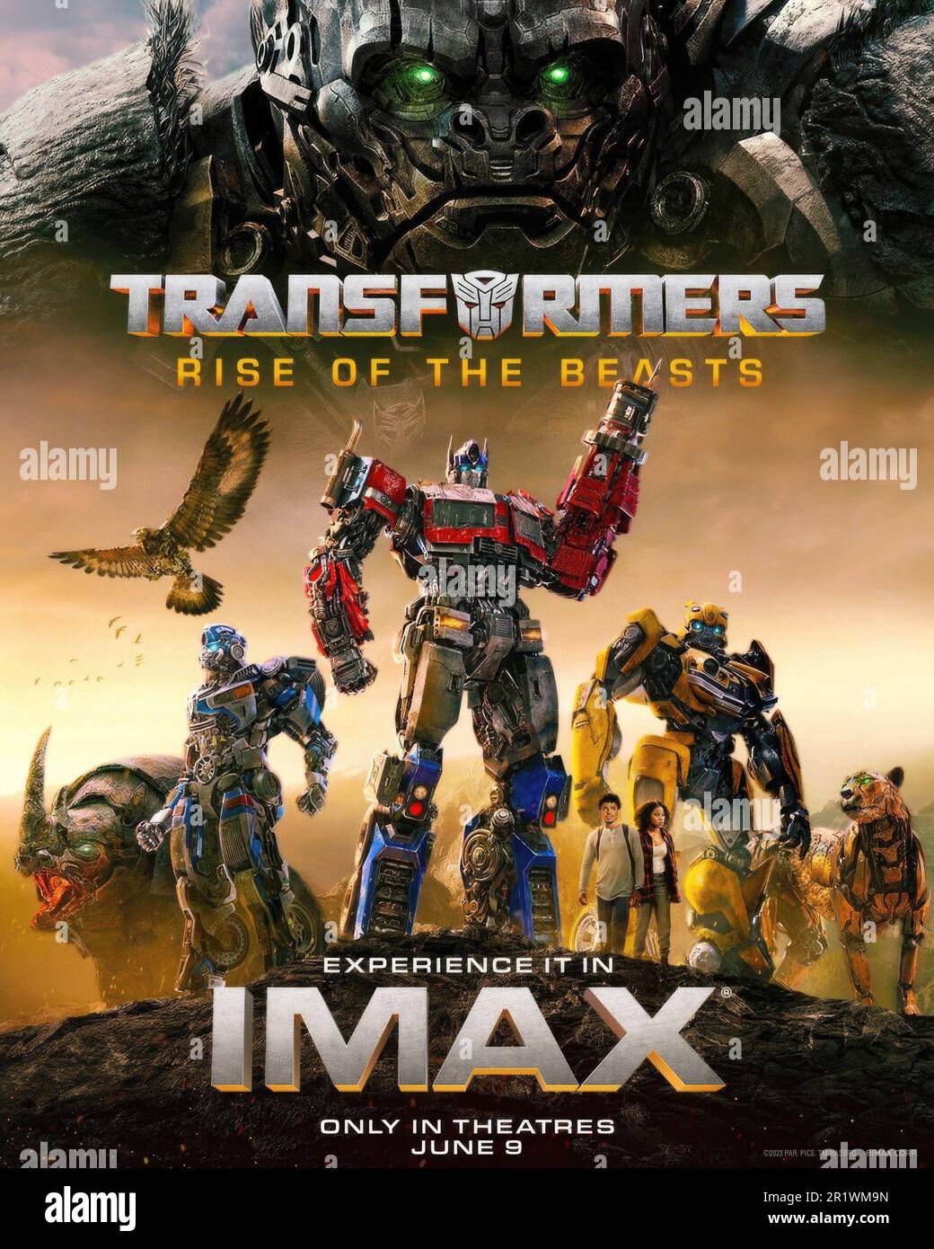 TRANSFORMERS: RISE OF THE BEASTS, IMAX poster, from left: Optimus ...