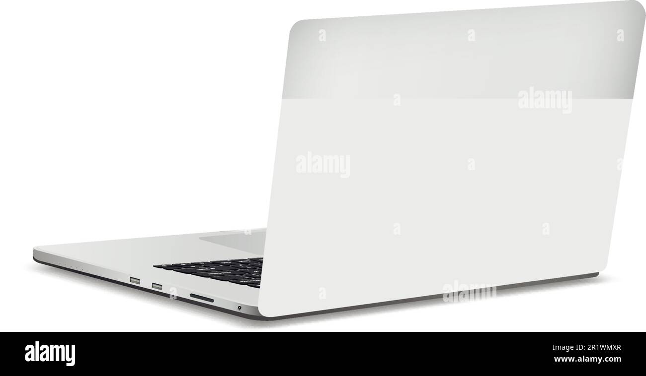 Laptop front and back side mockup isolated on white background Stock ...