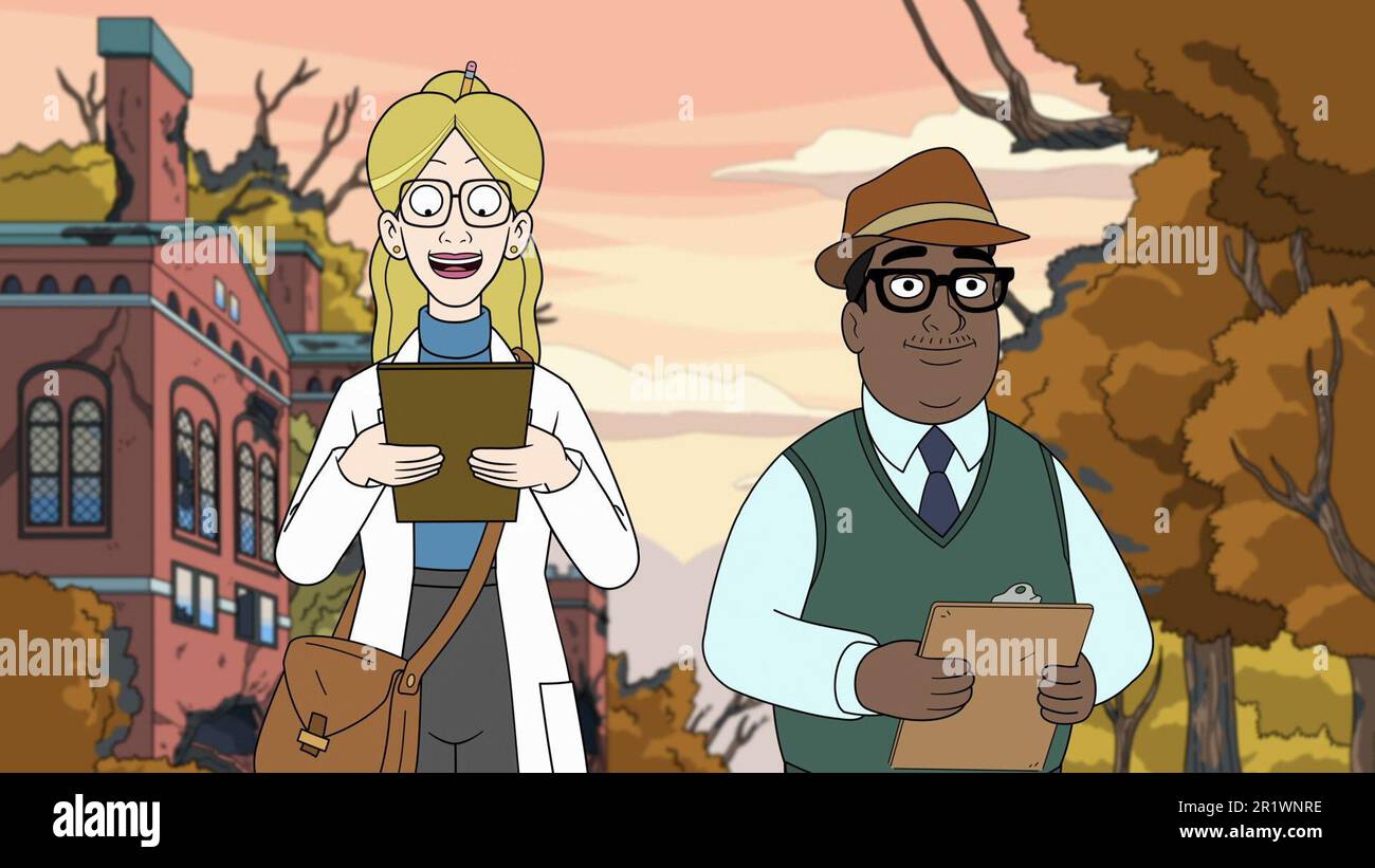 MULLIGAN, from left: Dr. Farrah Braun (voice: Tina Fey), Simon Prioleau ...