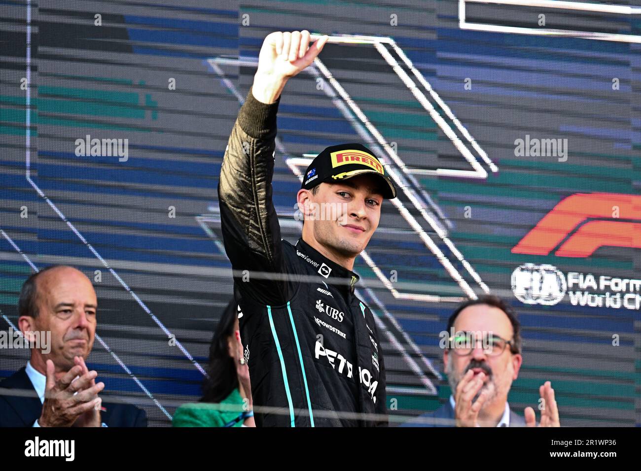 George russell podium hi-res stock photography and images - Alamy