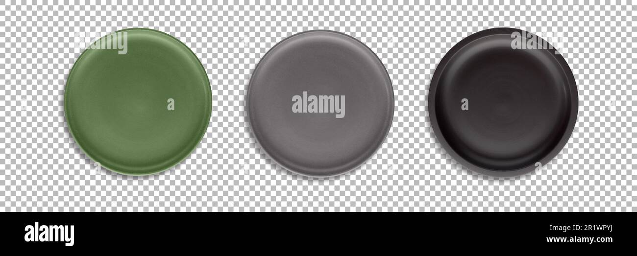 Set colored rounded plates isolated with transparency Stock Photo - Alamy