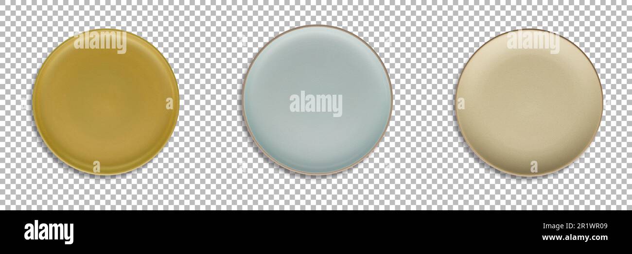 Set colored rounded plates isolated with transparency Stock Photo - Alamy