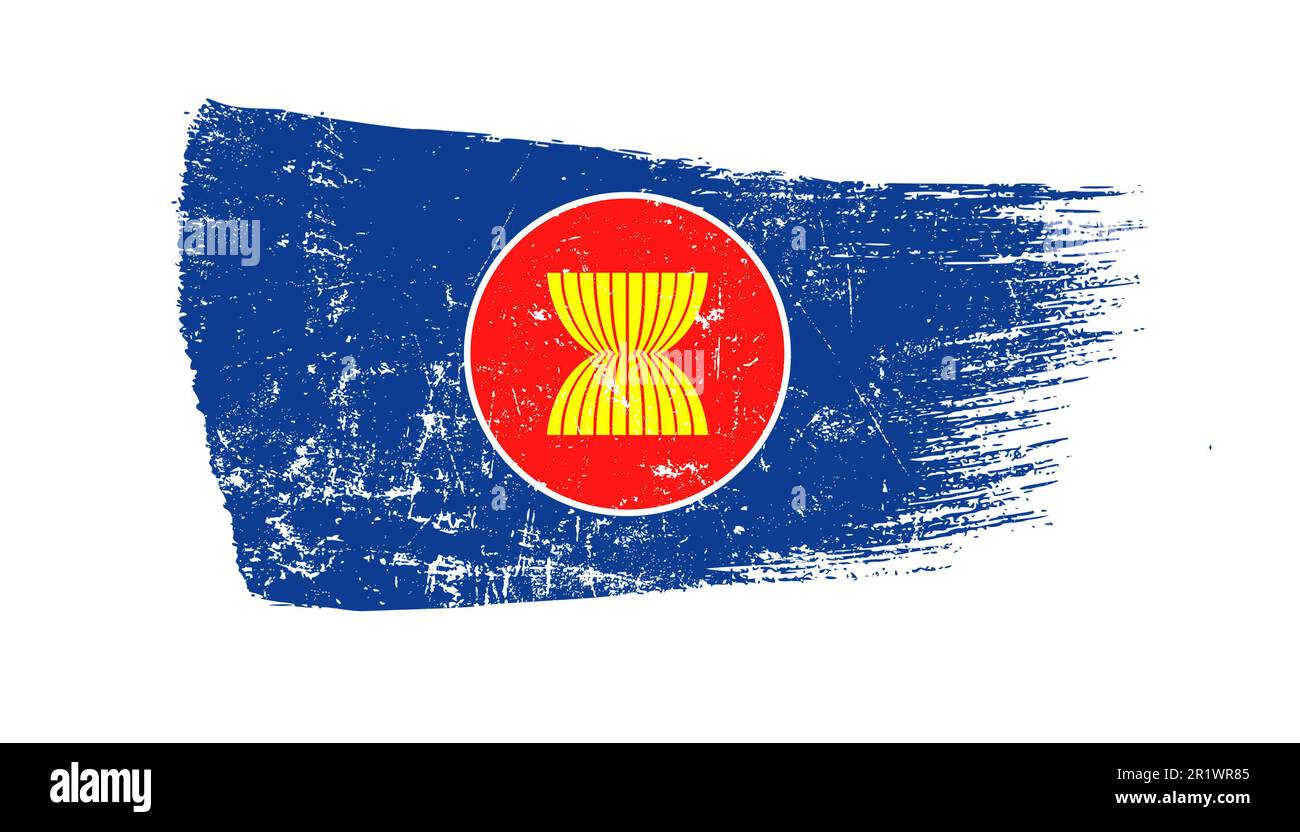 Grunge Brush Stroke With Asean Flag Stock Photo - Alamy