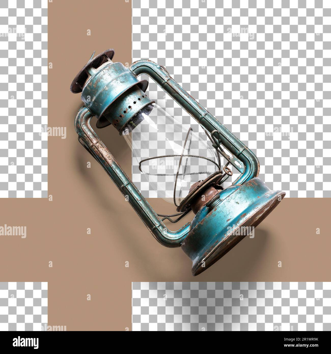 Top up view blue vintage lantern isolated Stock Photo - Alamy