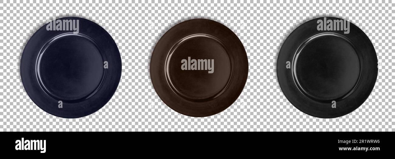 Set of colored ceramic plates with transparent background Stock Photo ...