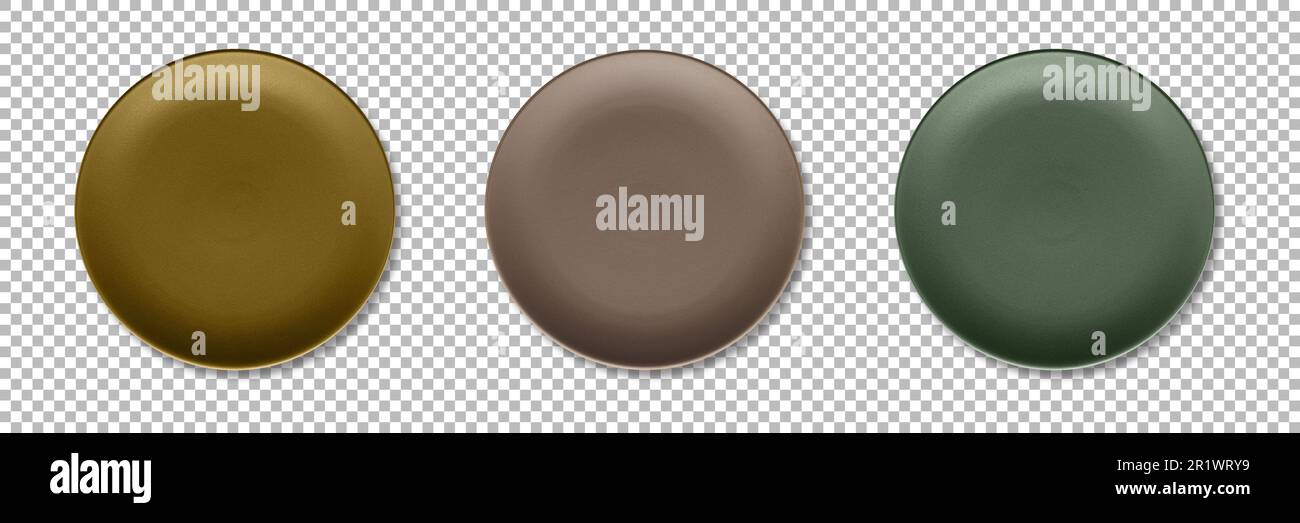 Set of colored ceramic plates with transparent background Stock Photo ...