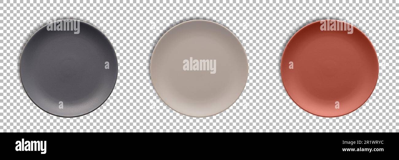 Set of colored ceramic plates with transparent background Stock Photo ...