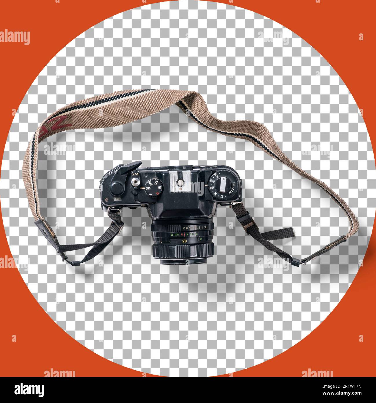 Top up view vintage dslr camera isolate on transparent Stock Photo - Alamy