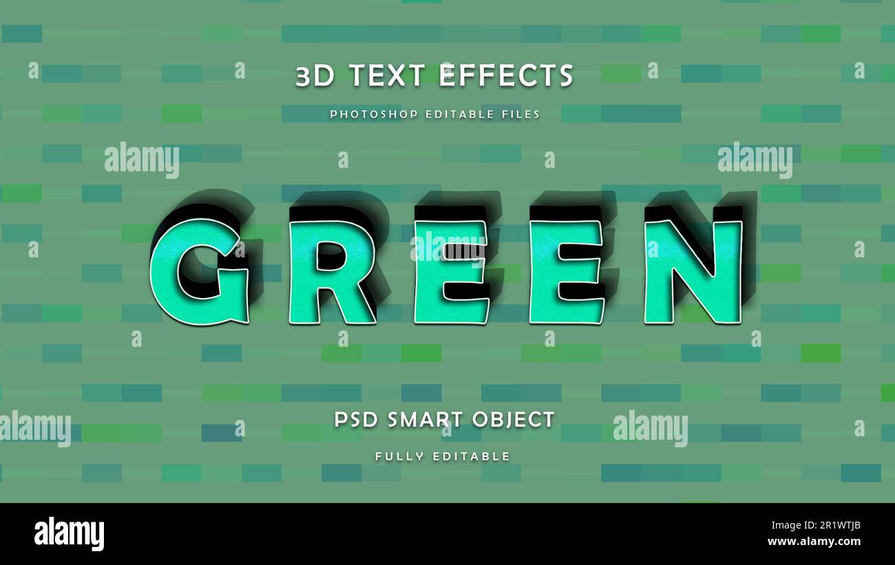 Green smooth 3D text effect design template Stock Photo - Alamy