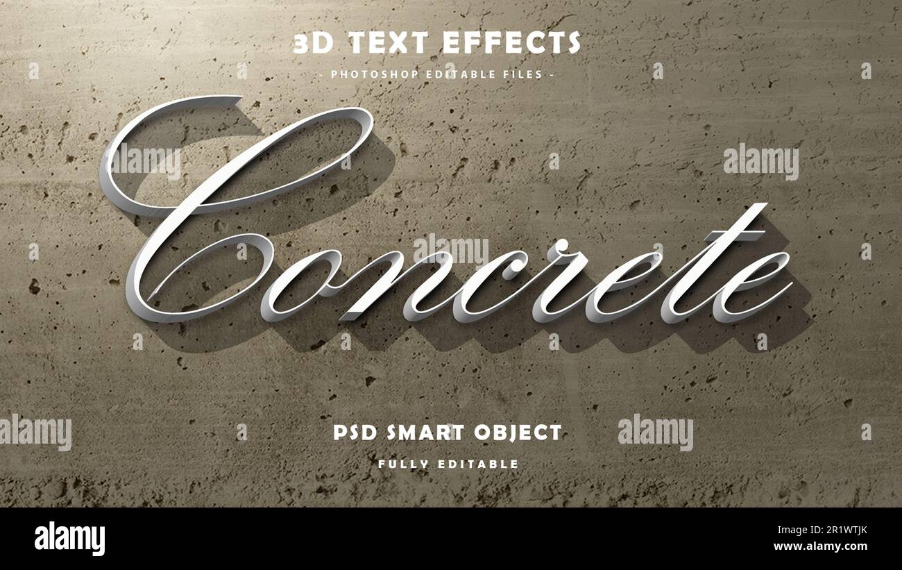 Concrete wall 3D text effect design template Stock Photo - Alamy
