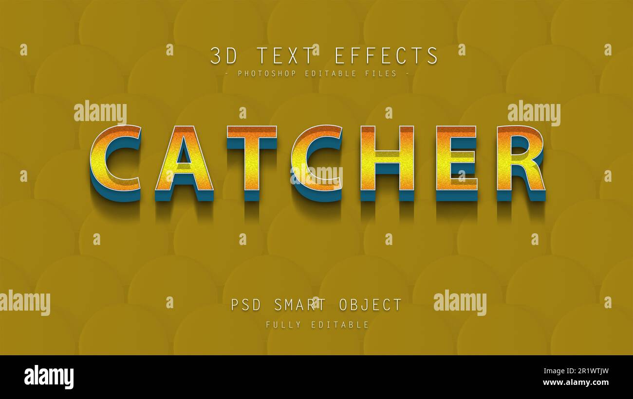 Catcher 3D text effect design template Stock Photo - Alamy