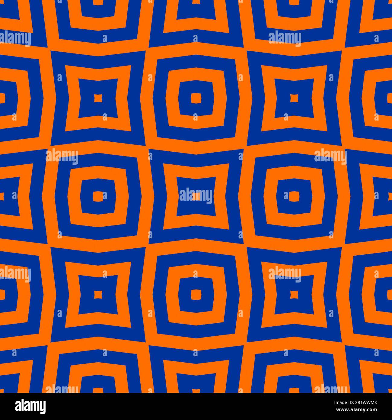Retro orange and blue optical illusion wavy psychedelic lines and ...