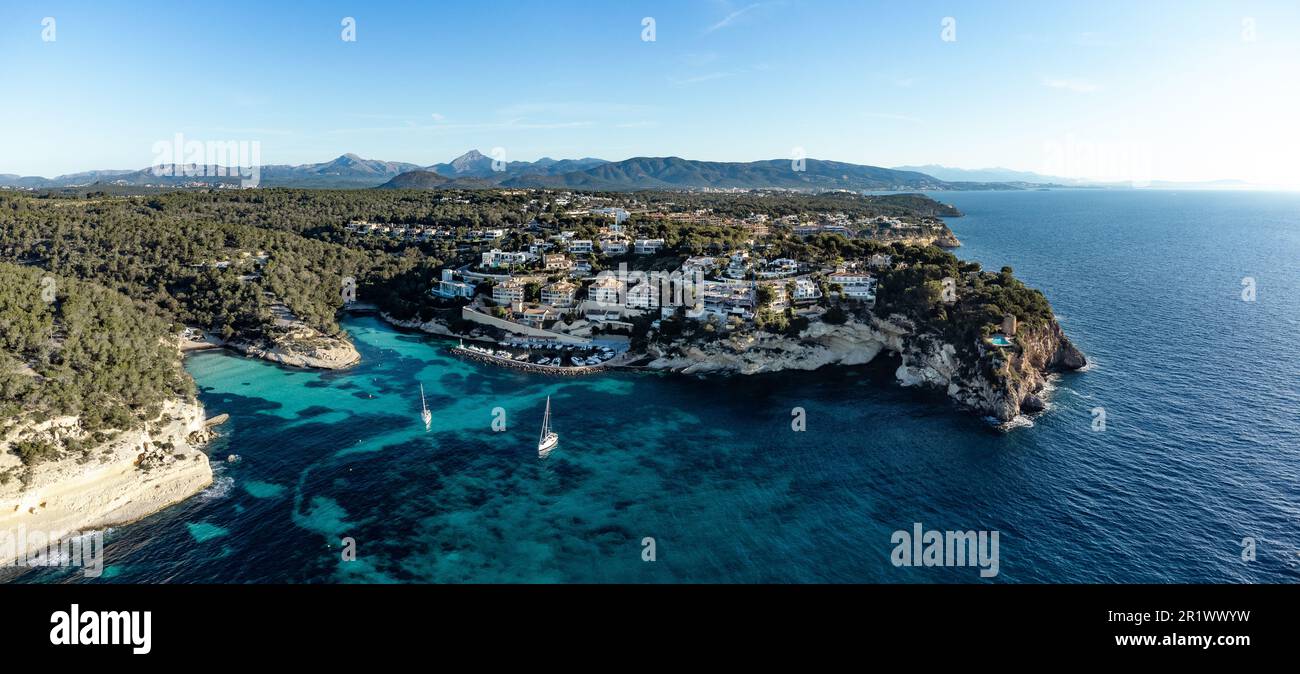 Portals Vells port and el Mago and el Rei beaches panorama, Mallorca ...