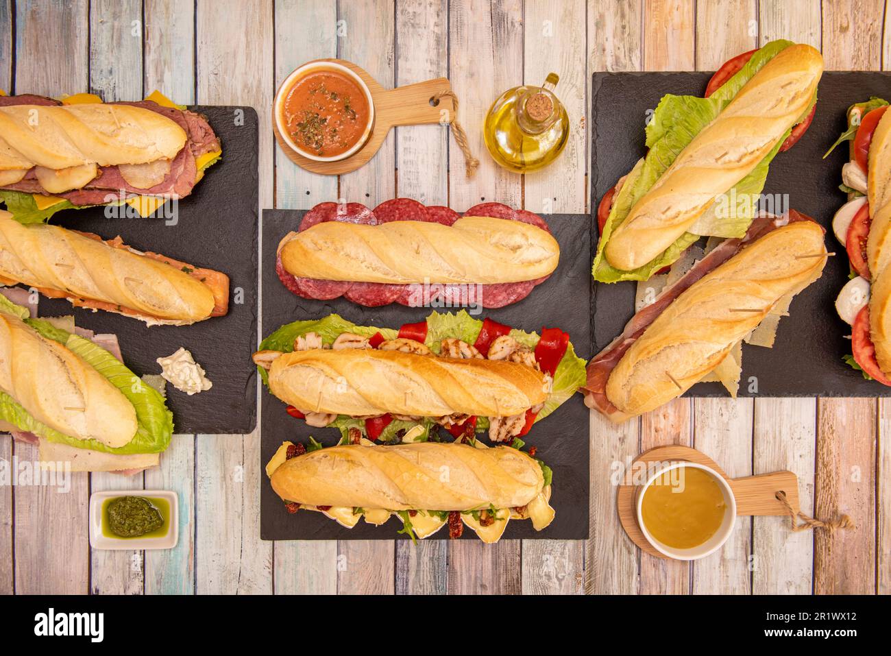 A set of varied sandwiches typical of Spanish gastronomy Stock Photo ...